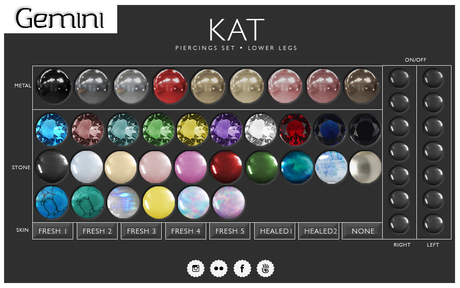 Second Life Marketplace - Gemini -Kat Low Leg Piercings- (Add me)