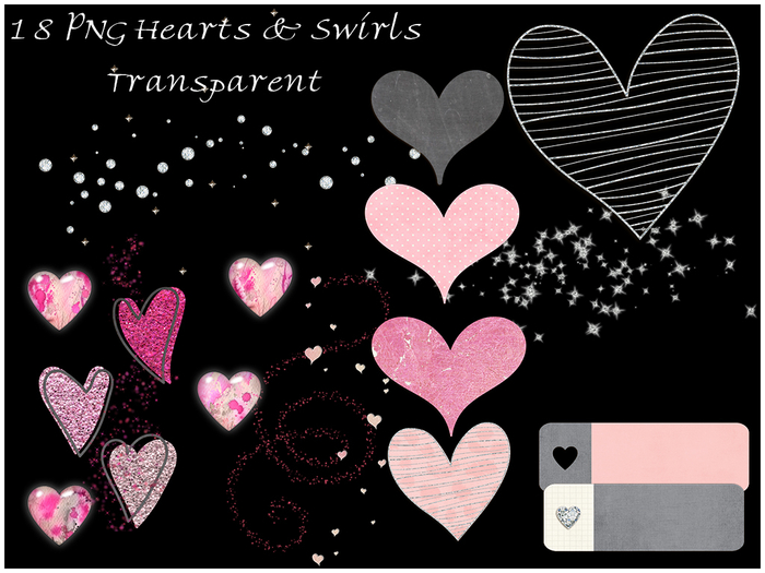 Second Life Marketplace - Hearts & Swirls PNG Pack 1