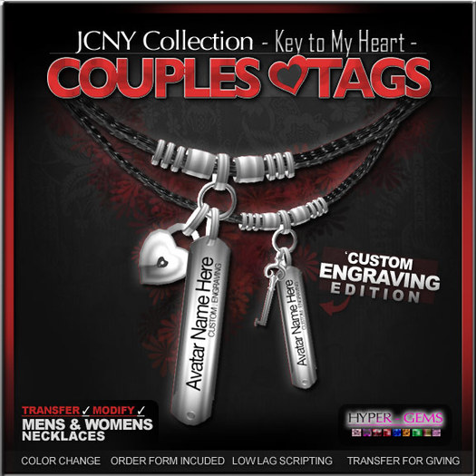 Second Life Marketplace - JCNY - 'Key to My Heart, Couples Tags ...