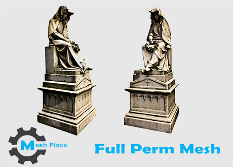 Second Life Marketplace - Mesh Place - Sad Woman Tombstone - Full Perm Mesh