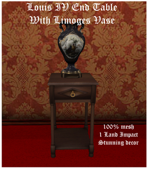 Second Life Marketplace - Louis IV Parlour End Table with Limoges Vase ...
