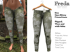 Second Life Marketplace - "Freda" Sina Skinny Open Ripped Jeans Printed Flowers Moss Green used ...