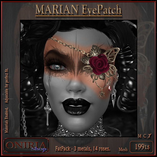 Second Life Marketplace - .::ONIRIA-MARIAN-Eye Patch Flower-Goth