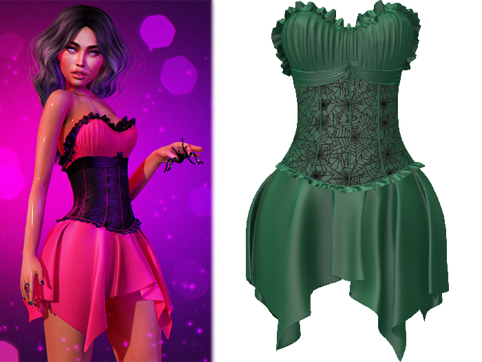 Second Life Marketplace - Rosina Ruffled Corset Dress [Emerald Green ...