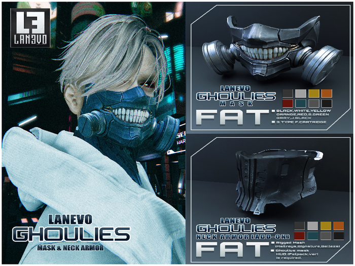 Second Life Marketplace - [LANEVO] GHOULIES MASK & N.ARMOR(Add-on) (DEMO)