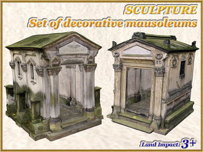 Second Life Marketplace - SCULPTURE - Set of decorative mausoleums (3 ...
