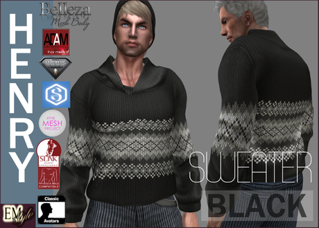 Second Life Marketplace - EMS - HENRY SWEATER - BLACK