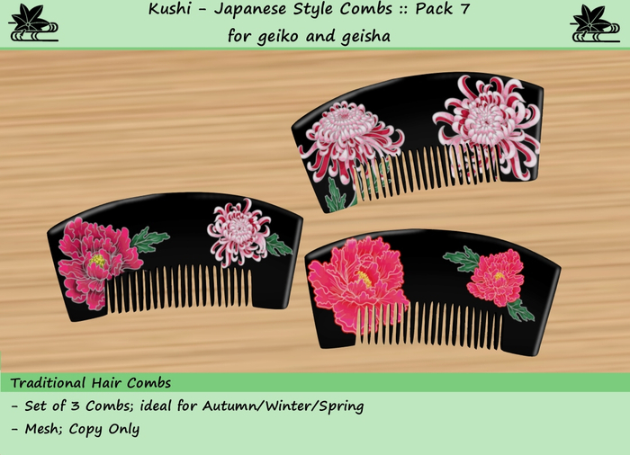 Second Life Marketplace - Zashiki-gi :: Hair Combs (kushi) for Geiko ...