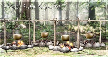 Second Life Marketplace - VIBES - Rustic Bonfire Pot - Light Brown