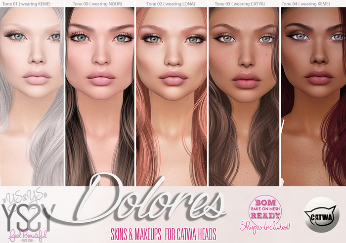 Second Life Marketplace - DEMO *YS&YS* Dolores BOM Skins for Catwa
