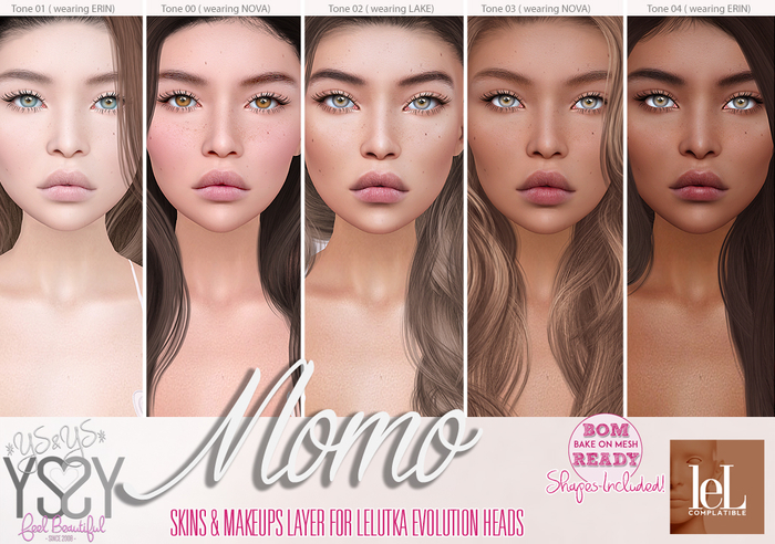 Second Life Marketplace - DEMO *YS&YS* MOMO BOM Skins for Lelutka