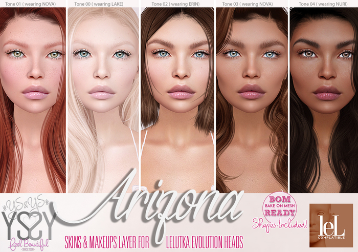 Second Life Marketplace - DEMO *YS&YS* Arizona BOM Skins for Lelutka