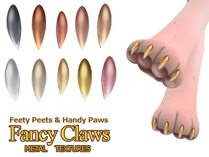 Second Life Marketplace - Berrybird - Fancy Claws [Metal] (Apricot Paws ...