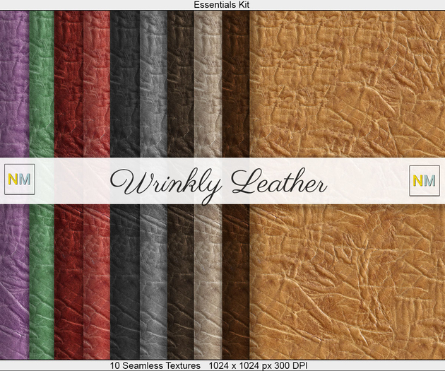 Second Life Marketplace - Wrinkly Leather Essentials Kit 10 Seamless ...