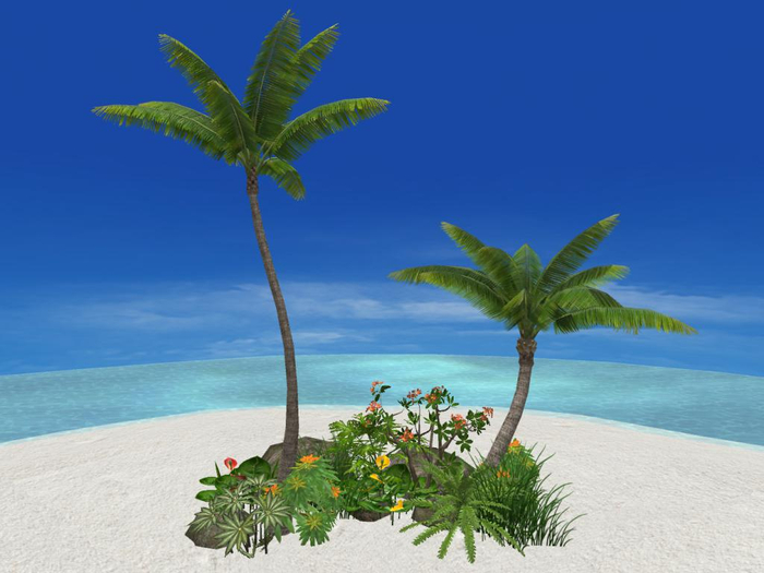 Second Life Marketplace - RW - Tropical Palm Rock Flower Garden *Anani* CM