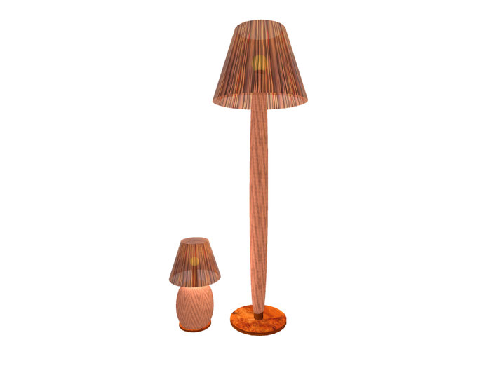 Second Life Marketplace - Decorator Touch lamp set-Pleated shade-Mauve