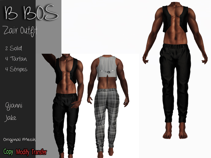 Second Life Marketplace - B BOS - Zair Outfit - Striper Black - (Add me)
