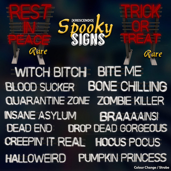 Second Life Marketplace - [Kres] Spooky Signs - Trick Or Treat - RARE