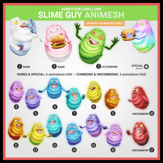 Second Life Marketplace - SEmotion Libellune Slime Guy Animesh #10 UNCOMMON