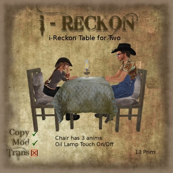 Second Life Marketplace - i-Reckon Table for Two Boxed