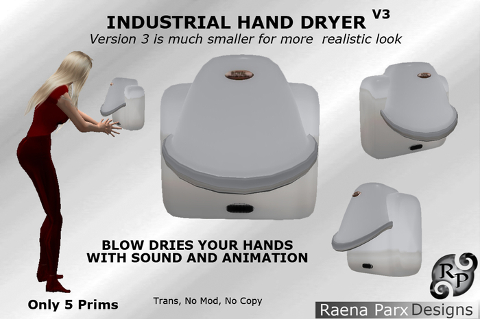 Second Life Marketplace - INDUSTRIAL (BLOW-DRY) HAND DRYER V3 - WITH ...