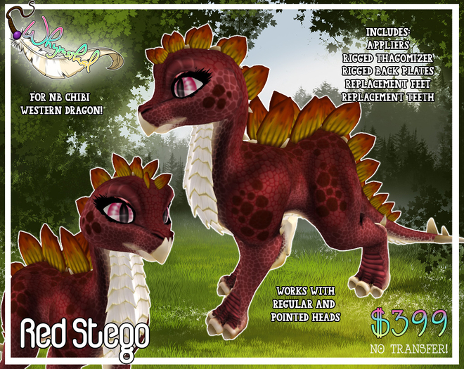 Second Life Marketplace - ::Whymsikal:: Chibi Western Dragon - Stego - Red