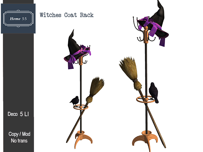 Second Life Marketplace - HOME 55 - Witches Coat Rack - Halloween ...