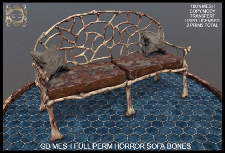 Second Life Marketplace - GD MESH FULL PERM HORROR SOFA BONES