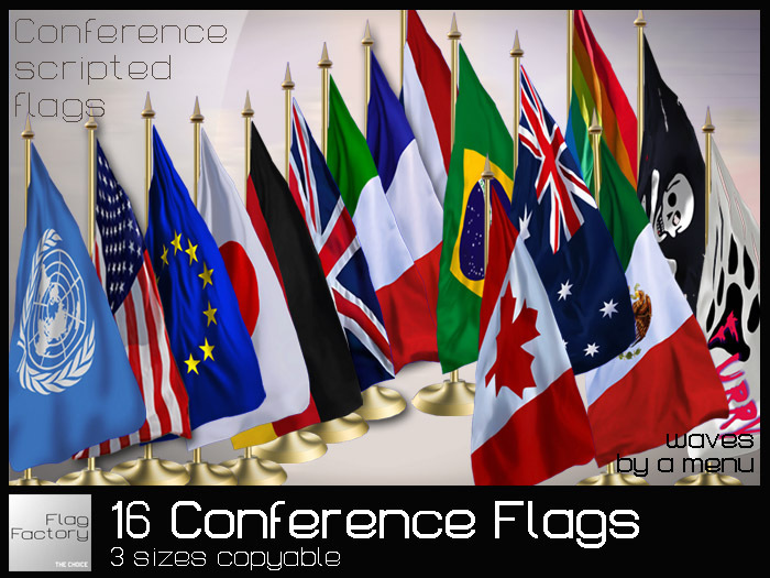 Second Life Marketplace - 16 Conference Flags Big Pack * copyable flags ...