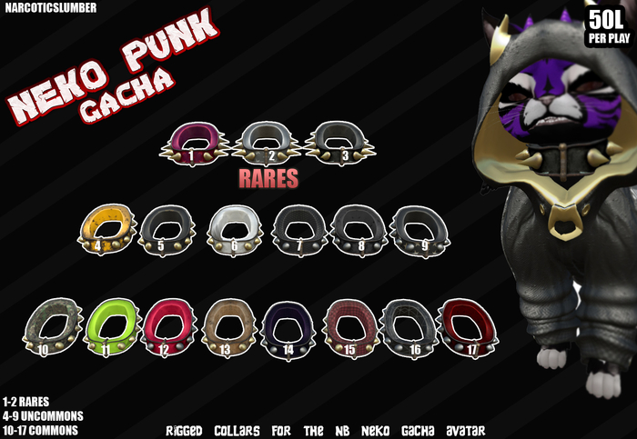 Second Life Marketplace - {NS} 11 {COMMON} { LIME } NEKO PUNK GACHA