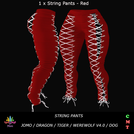 Second Life Marketplace - M - String Pants - RED - Dragon / Tiger ...