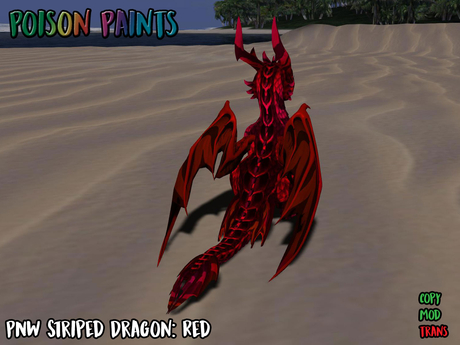 Second Life Marketplace - {Poison Paints} PNW Striped Dragon: Red for ...