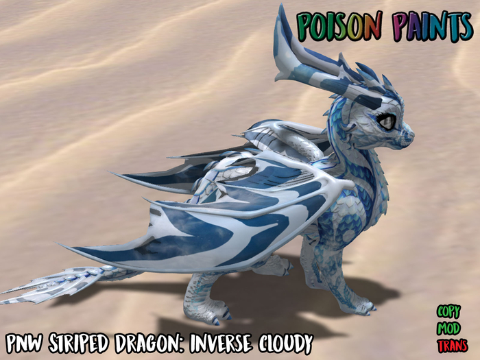 Second Life Marketplace - {Poison Paints} PNW Striped Dragon: Ice Cloud ...