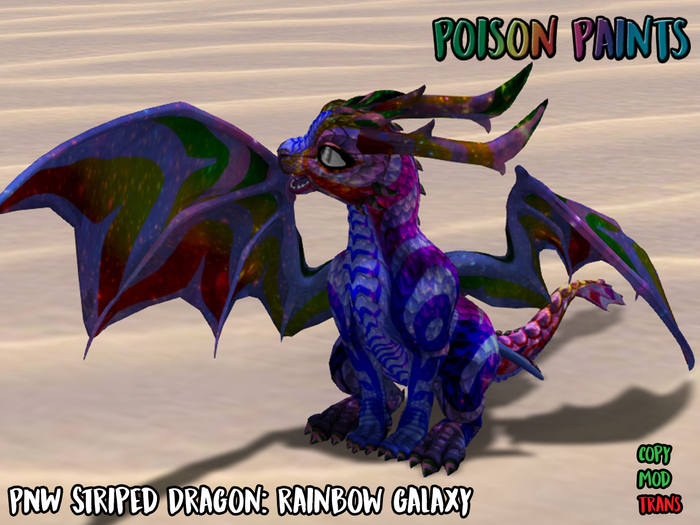 Second Life Marketplace - {Poison Paints} PNW Striped Dragon: Rainbow ...