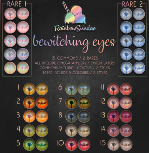 Second Life Marketplace - *Rainbow Sundae* Bewitching Eyes - Rare 1 REZ
