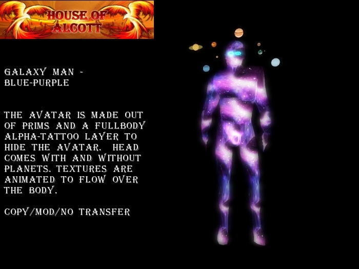 Second Life Marketplace - House of Alcott - Galaxy Man - Blue-Purple