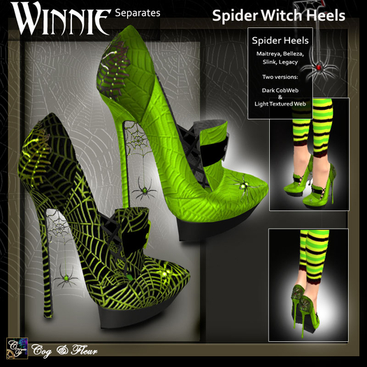 Second Life Marketplace - C&F Winnie Spider Cobweb Witch Heels (2 ...