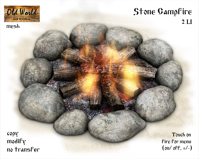 Second Life Marketplace - Stone Campfire - Old World - Rustic / Medieval