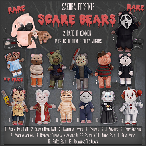 Second Life Marketplace - {Sakura} Scare Bears - PinTed Bear