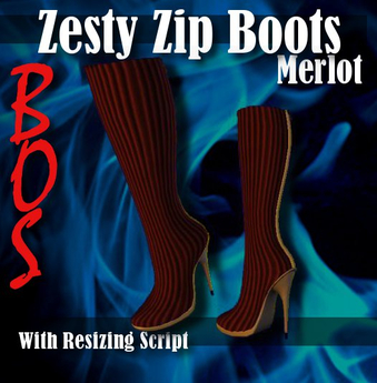 Second Life Marketplace - =BoS= Zesty Zip Boots - Merlot (box)