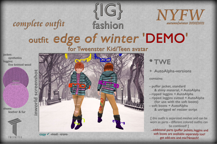 Second Life Marketplace - {IG} fashion edge of winter - DEMO - TWE [wear]