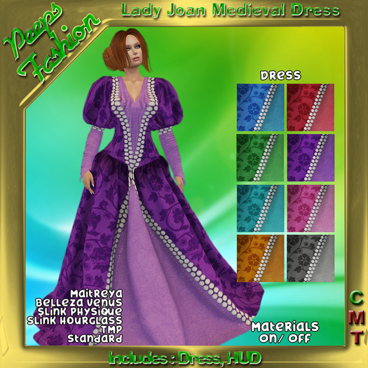 Second Life Marketplace - Peeps Fashion Lady Joan Medieval Dress