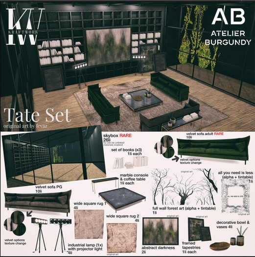 Second Life Marketplace - Atelier Burgundy + KraftWork Tate Set ...