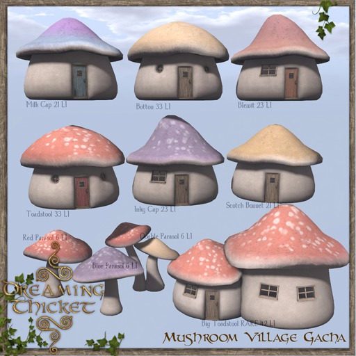 Second Life Marketplace - Dreaming Thicket - Mushroom Village Gacha ...