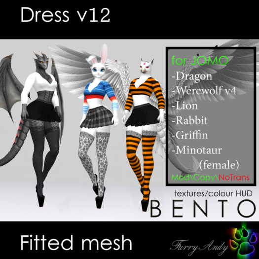 Second Life Marketplace - DEMO - Furry Andy - Dress v12 for JOMO Avatars