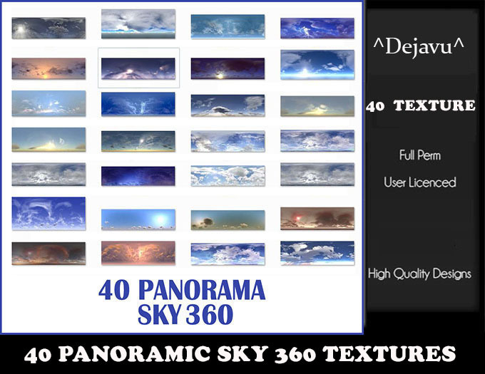 Second Life Marketplace - ^^Dejavu^ Full Perm 40 PANORAMIC SKY 360 Textures