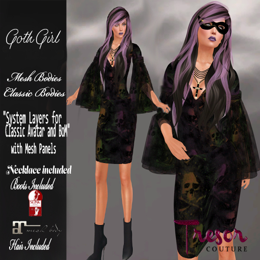 Second Life Marketplace - Tresor Couture~ Goth Girl outfit