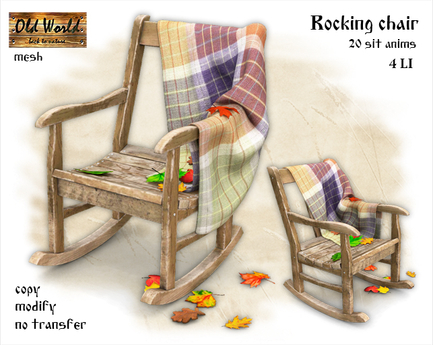 Second Life Marketplace - Rocking chair with leaves - Old World ...