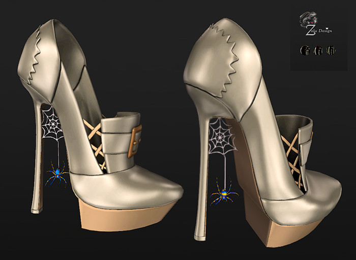 Second Life Marketplace - Halloween Spider Heels silver with Color HUD ...