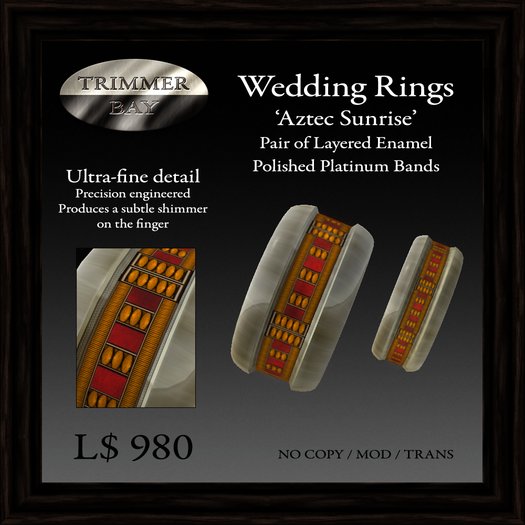 Second Life Marketplace - Wedding Rings - Aztec Sunrise Layered Enamel ...
